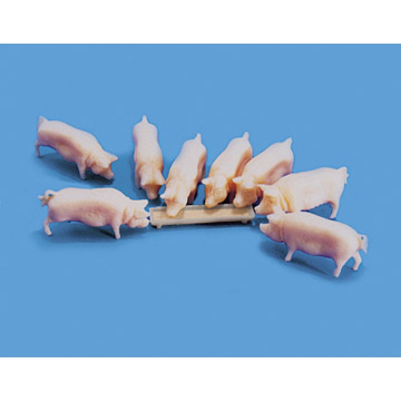 Pigs x 8 & Trough OO Scale